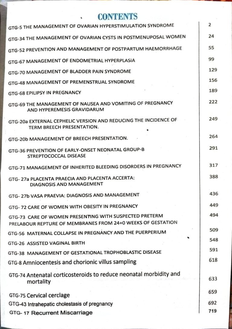 RCOG Green Top Guidelines | 2016 - 2024 - UPMED Books